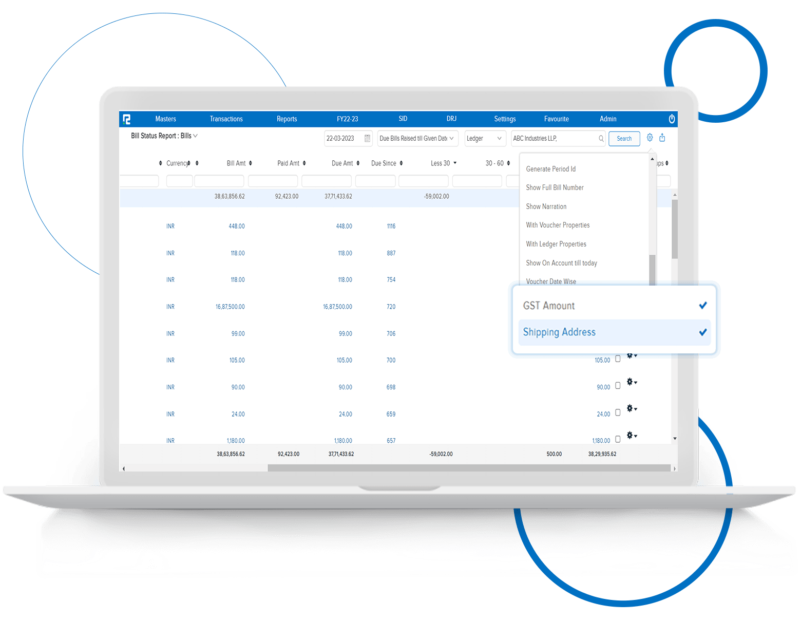 Additional Data in Bill Aging Report - RealBooks