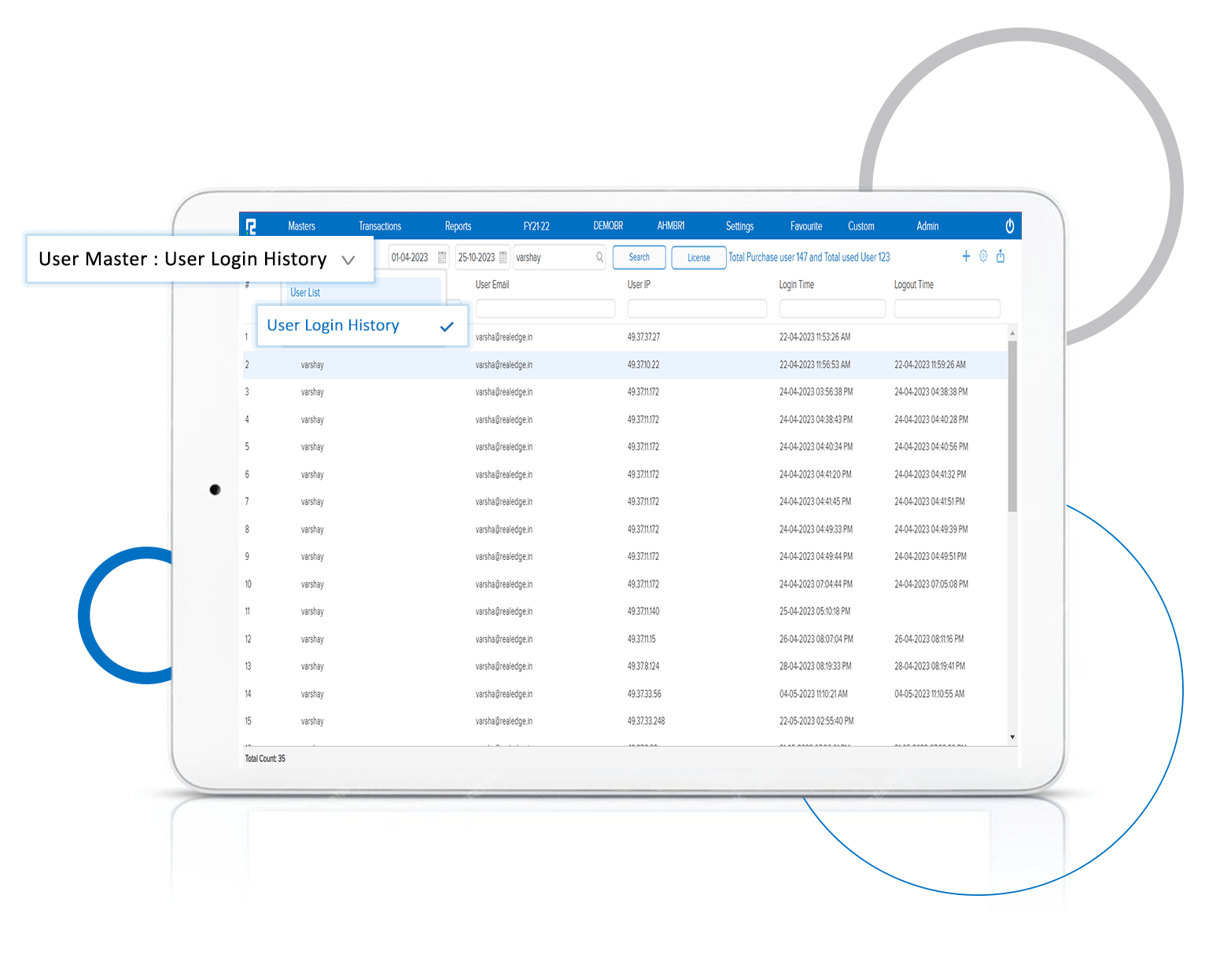 User Login History Now Accessible on User Listing Page - RealBooks
