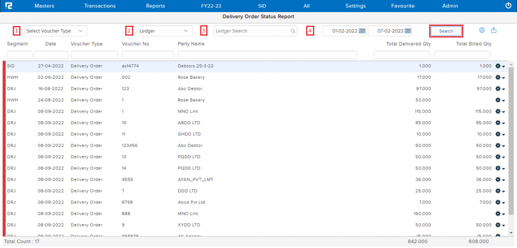 Delivery Order Status Report - RealBooks | Cloud Accounting