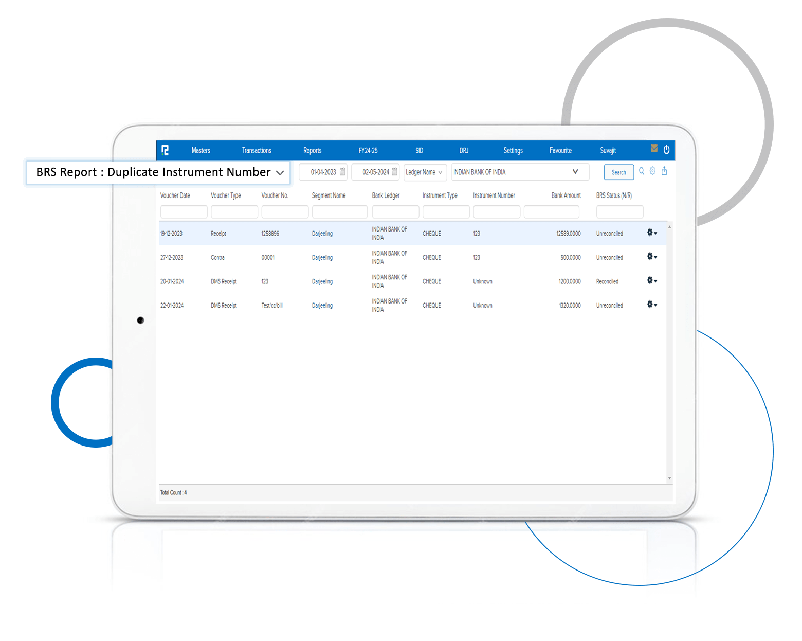 Identify Duplicate Instruments in Bank Reconciliation Statement Report ...