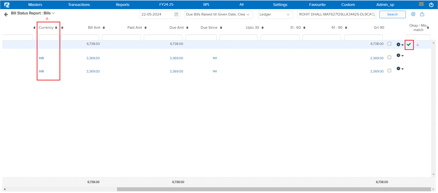 Bill Status Report - RealBooks