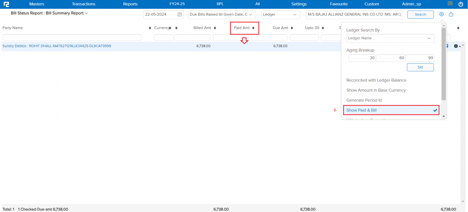Bill Status Report - RealBooks