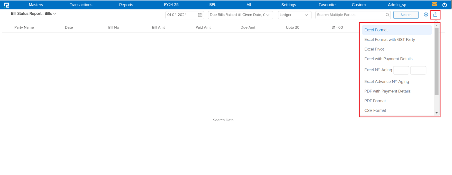 Bill Status Report - RealBooks