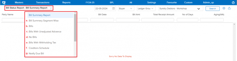Bill Status Report - RealBooks