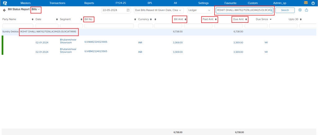 Bill Status Report - RealBooks