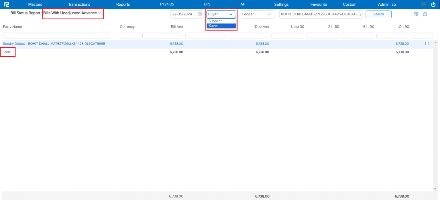 Bill Status Report - RealBooks
