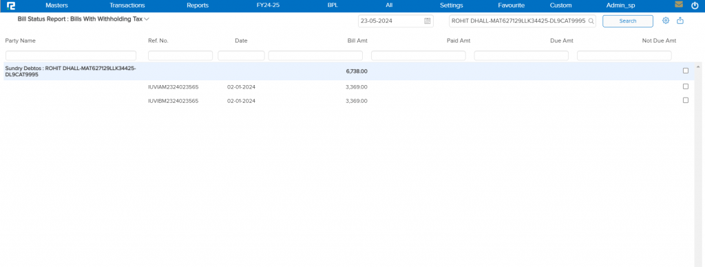 Bill Status Report - RealBooks