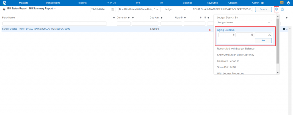 Bill Status Report - RealBooks