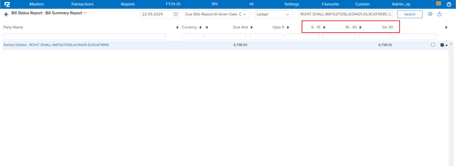 Bill Status Report - RealBooks